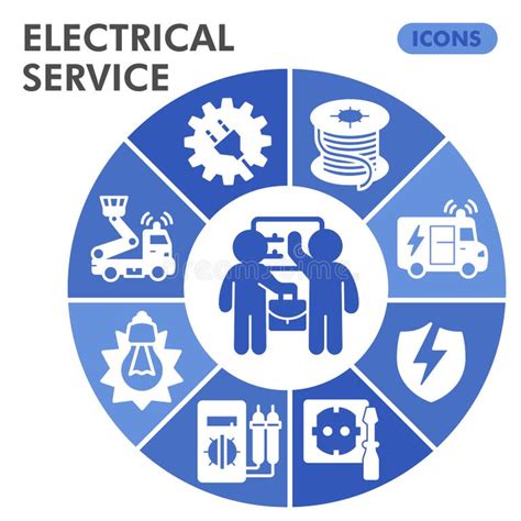 Electrical Service Symbols Collection Or Sketches Electricity Theme Diagram Pie In Glyph Style
