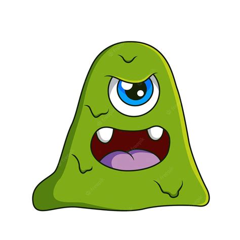 Vetor De Desenho Animado De Monstro Verde Bonito Vetor Premium