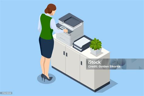 Isometric Office Multifunction Printer Scanner Print Copy Scan Fax For