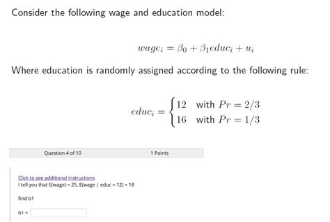 Solved Consider The Following Wage And Education Model Chegg