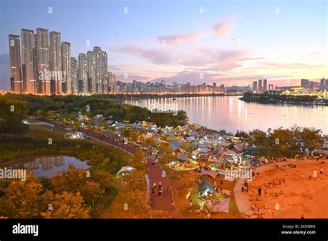 Nanning China October 4 2022 Aerial Photo Shows A Large Number Of People Camping In