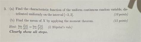 Solved 3 A Find The Characteristic Function Of The