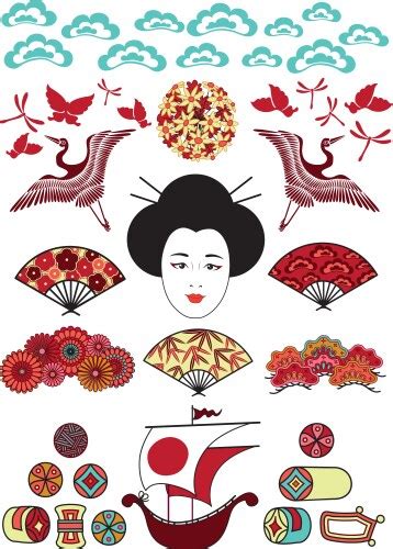 Japanese Symbols Set Royalty Free Vector Image
