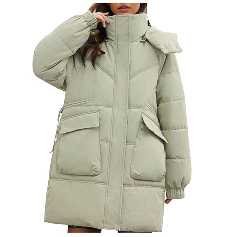 Dazeni Womens Thickened Winter Down Coat Hooded And Smock Neck Puffer