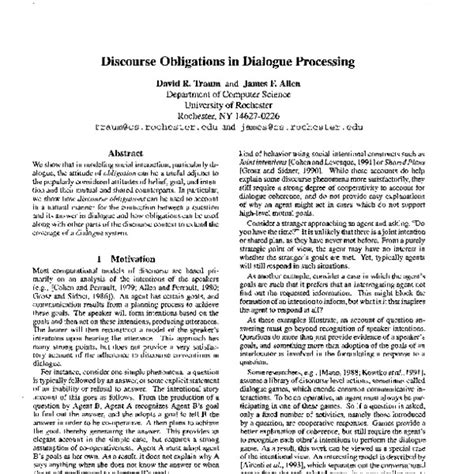 Discourse Obligations In Dialogue Processing Acl Anthology
