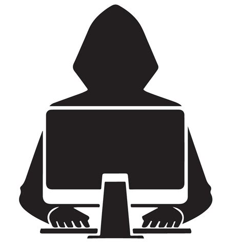Anonymous Hacker Silhouette At Computer Illustration Design 57827597 Vector Art At Vecteezy
