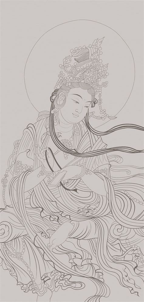 菩萨像（线稿）——林友谅佛像画