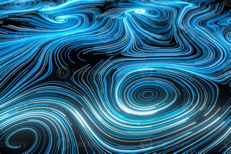Vortical Line Pattern Glowing Particles Trails 3d Rendering 27871055