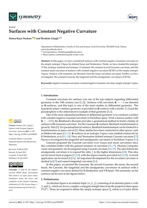 Pdf Surfaces With Constant Negative Curvature