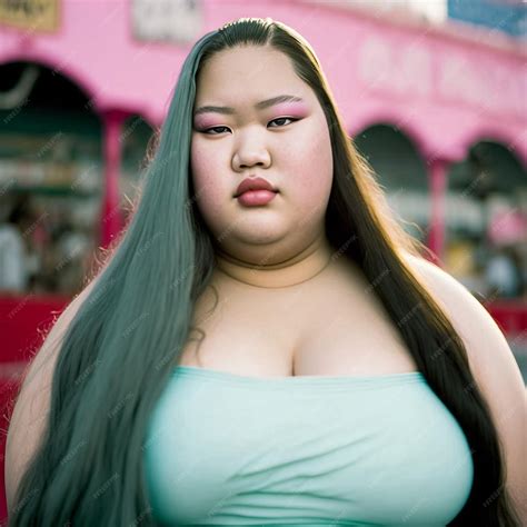 Premium Photo Generative Ai Young Fashionable Plus Size Asian Woman