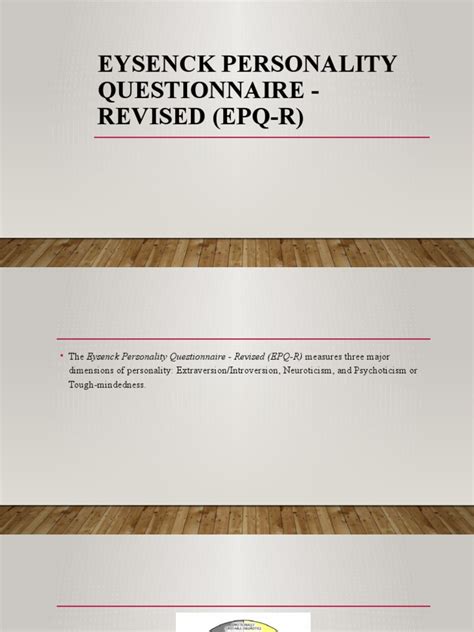 Eysenck Personality Questionnaire Revised Epq R Pdf