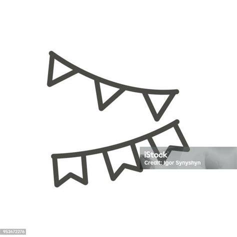 축제 플래그 아이콘 벡터입니다 개요 화 환입니다 라인 장식 플래그 기호입니다 0명에 대한 스톡 벡터 아트 및 기타 이미지 0명 기 노랑 Istock