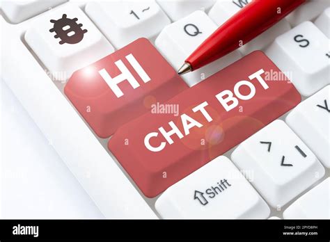 Writing Displaying Text Hi Chat Bot Business Idea Greeting To Robot Machine Who Answers To A