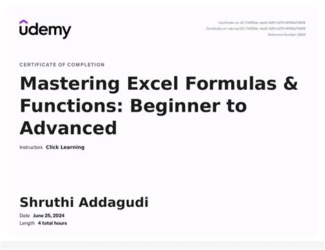 Shruthi Addagudi On Linkedin Im Thrilled To Share That I Have Completed Mastering Excel