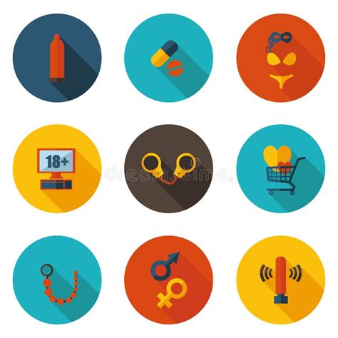 Set Of Flat Icons Sex Shop Stock Illustration Illustration Of Novelty