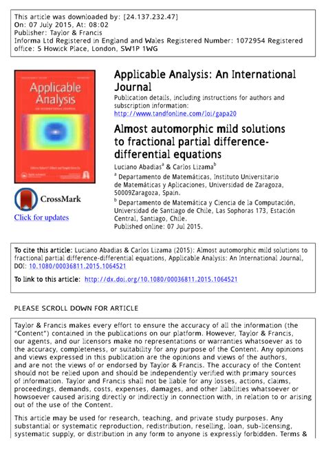 Pdf Almost Automorphic Mild Solutions To Fractional Partial Difference Differential Equations