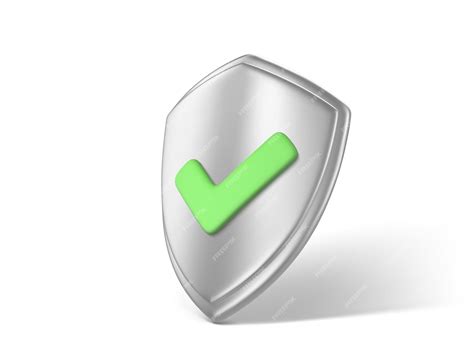 Premium Vector 3d Protection Metal Shield With Green Checkmark