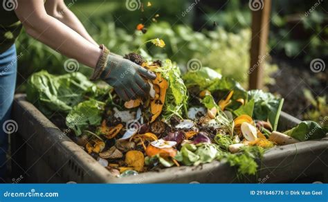 Stockphoto Person Composting Food Waste In Backyard Compost Bin Garden