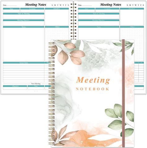 Meeting Notebook For Work With Action Items A5 Spiral Project Planner Notebook