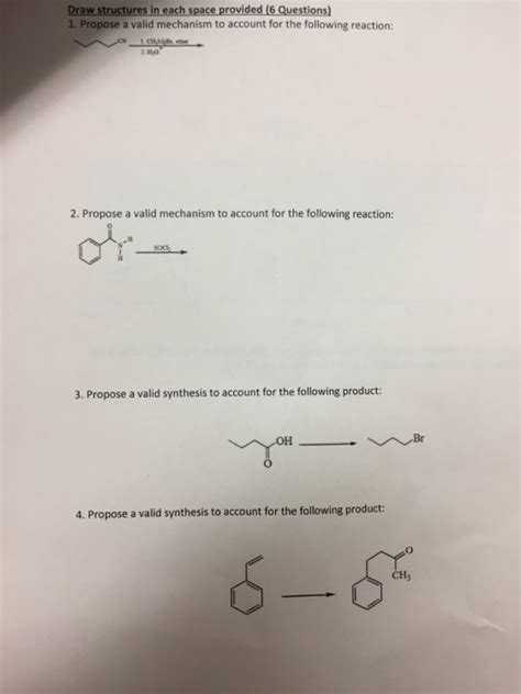 Solved Draw Structures In Each Space Provided 6 Uestion Chegg Com