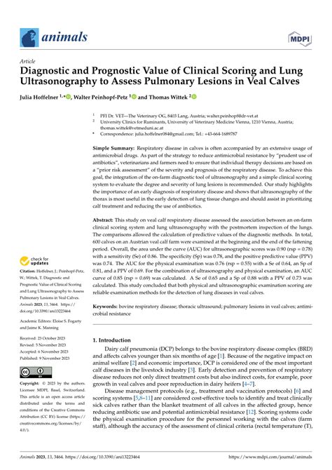 Pdf Diagnostic And Prognostic Value Of Clinical Scoring And Lung Ultrasonography To Assess