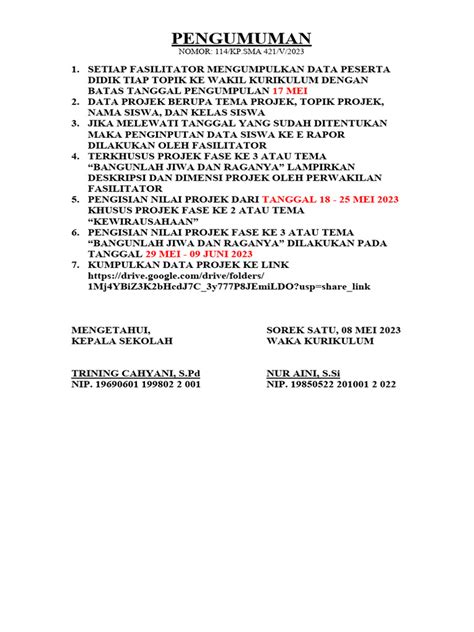 Pengumuman Projek Pdf