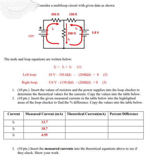 solved consider a multiloop circuit with given data as shown