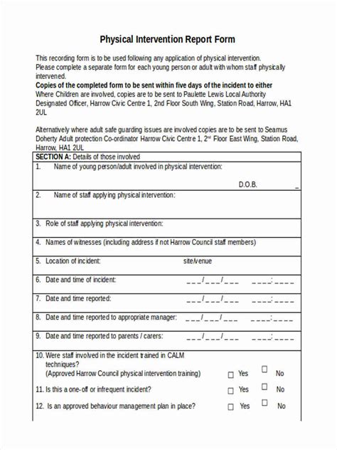 Intervention Report Template Intervention Report Template