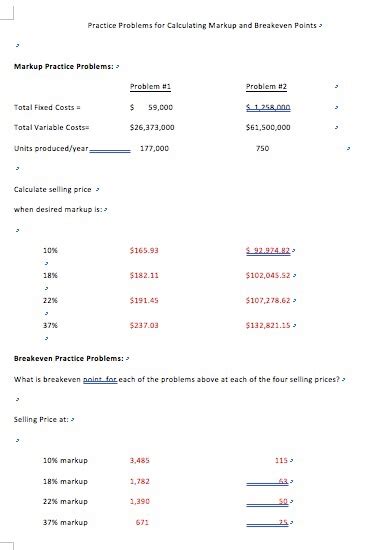 Solved Practice Problems For Calculating Markup And Chegg Com