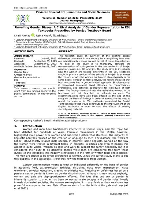 Pdf Unveiling Gender Biases A Critical Analysis Of Gender