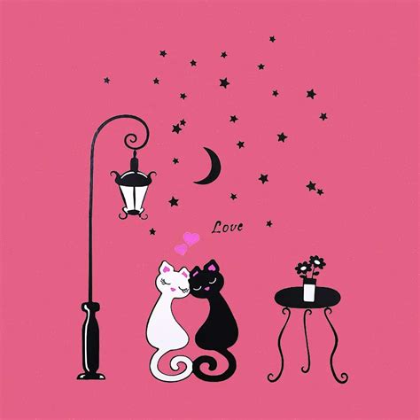 Cartoon Cute Cat Couple Wallpaper A1 Wallpaperz For You