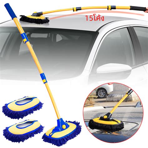 แปรงทำความสะอาดรถยนต์ล้างรถแปรง Telescopic Long Handle Mop Chenille ไม้กวาดรายละเอียดปรับ Super