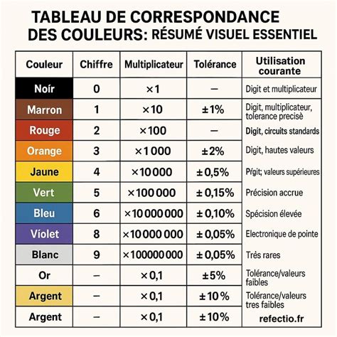 Code Couleur Résistance Tableau Essentiel à Retenir