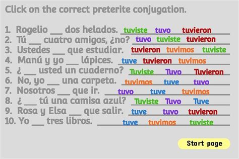 Interactive Conjugation Tool For Tener Preterite Tpt