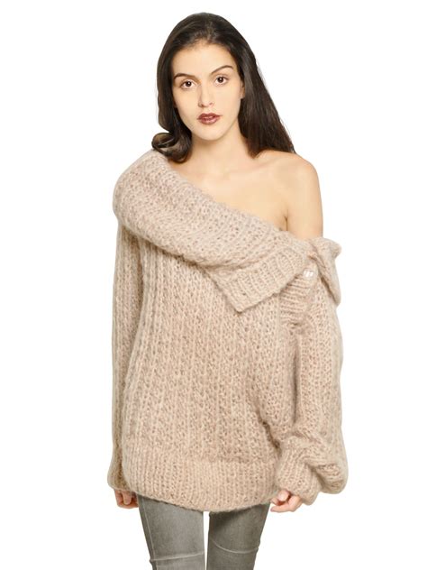 Mes Demoiselles Oversized Off The Shoulder Wool Sweater In Natural Lyst