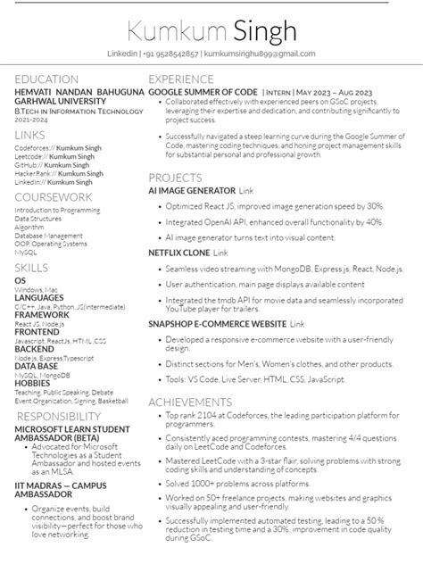 Kumkum Singh Resume Pdf Websites Java Script