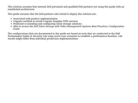 Assumptions Configuration Best Practices—dell Storage With Cognyte Symphia Vms Dell