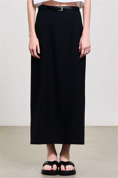 Woman 벨티드 H라인 롱스커트 Black