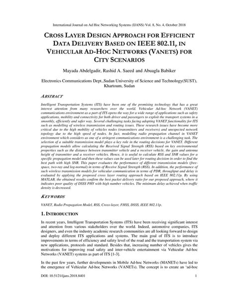 Cross Layer Design Approach For Efficient Data Delivery Based On Ieee