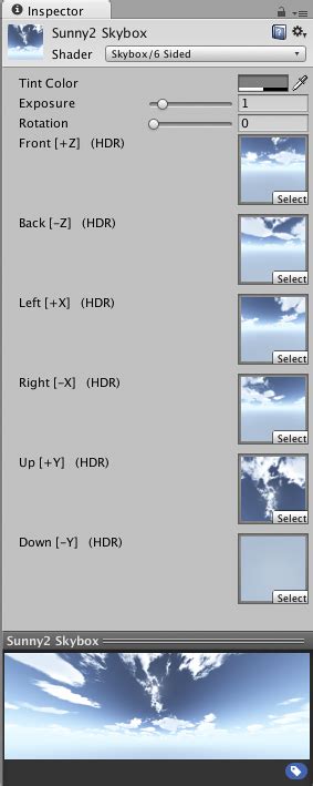 Unity Manual Skybox