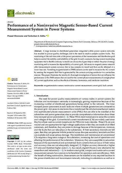 Pdf Performance Of A Noninvasive Magnetic Sensor Based Current Measurement System In Power Systems