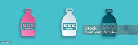 종이 는 파란색 배경에 고립 된 독극물 알코올 아이콘을 잘라 종이 아트 스타일 벡터 3차원 형태에 대한 스톡 벡터 아트 및 기타 이미지 3차원 형태 건강 진단 건강