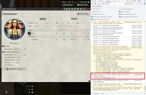 Bug Problem On The Console With Loot Sheet 5e Module · Issue 47 · Kagejittailets Trade 5e · Github