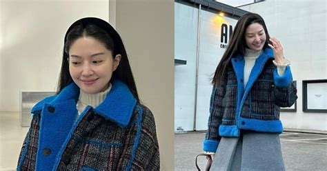 ‘전진 아내 류이서 추워도 포기 못한 미니 발랄 10대 같은 숏체크 코트룩 패션엔