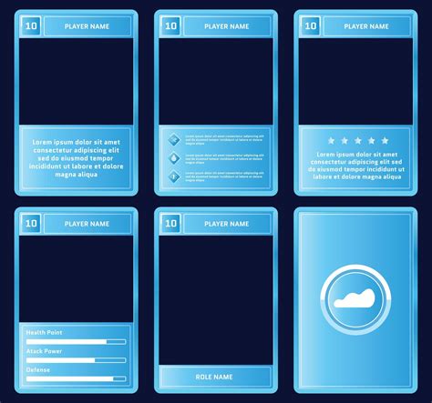 Complete Game Card Template With Bright Sky Theme And Blue Color