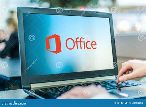 Laptop Computer Displaying Logo Of Microsoft Office Editorial Photo Image Of Library