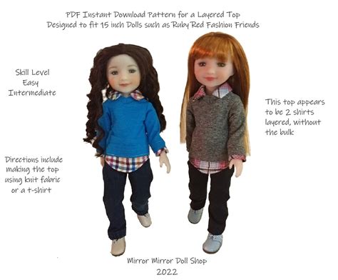 PDF Pattern To Make Layered Top For Ruby Red Fashion Friends Etsy