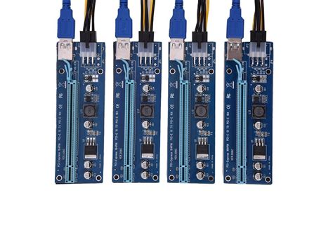 Etopsell Usb 3 0 Quad Port Pci E Express Extender Pcie Usb Riser 6 Pin Pci E 16x To 1x Powered