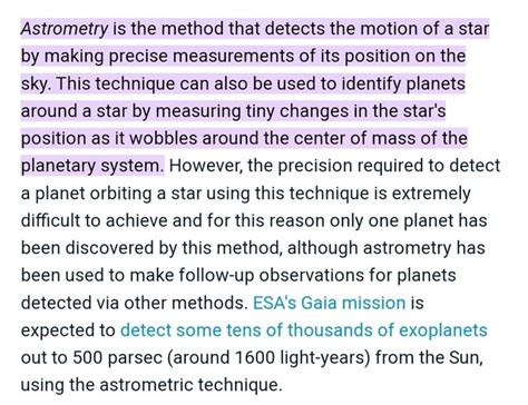 Astrometry Is The Method That Detects The Motion Of A Star By Making Precise Measurements Of Its