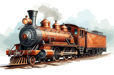 빈티지 오래된 기관차 열차 손으로 그린 스케치 ⁇ 터 일러스트레이션 프리미엄 Ai 생성 벡터